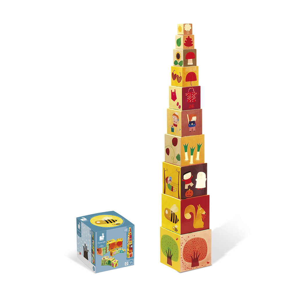 4 Seasons Square Stacking Pyramid : Blocks & Pyramids Janod - J02917