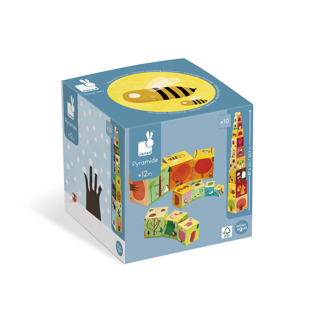 4 Seasons Square Stacking Pyramid : Blocks & Pyramids Janod - J02917