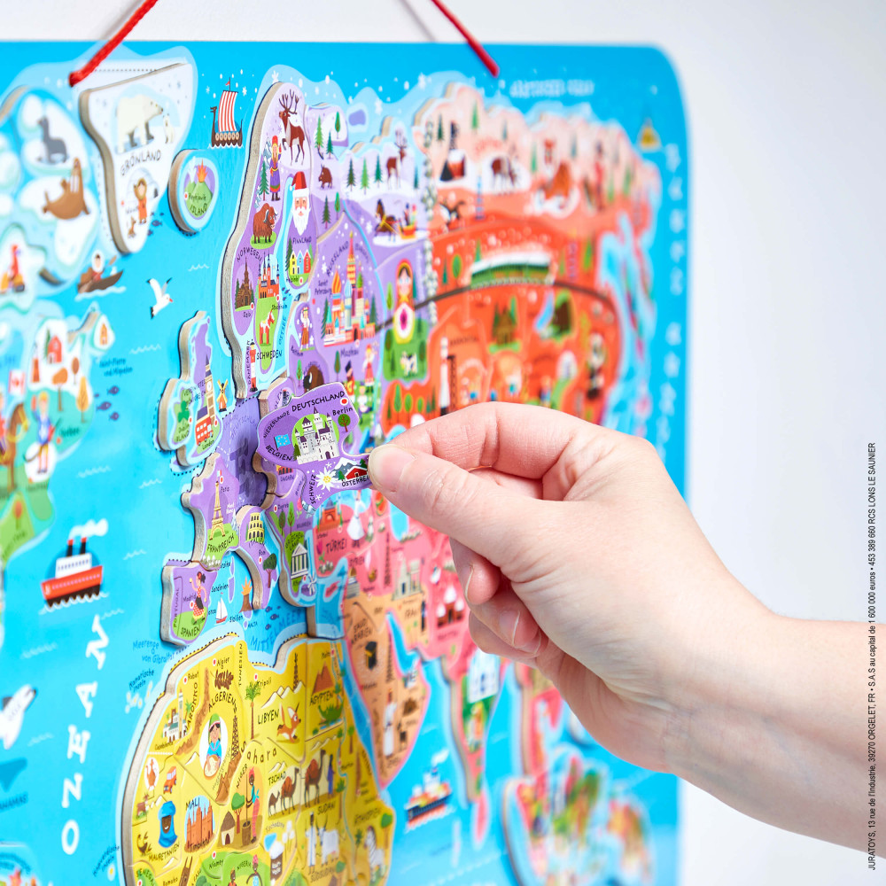 Magnetic World Map Puzzle German Version 92 pieces (wood) : Magnetic ...