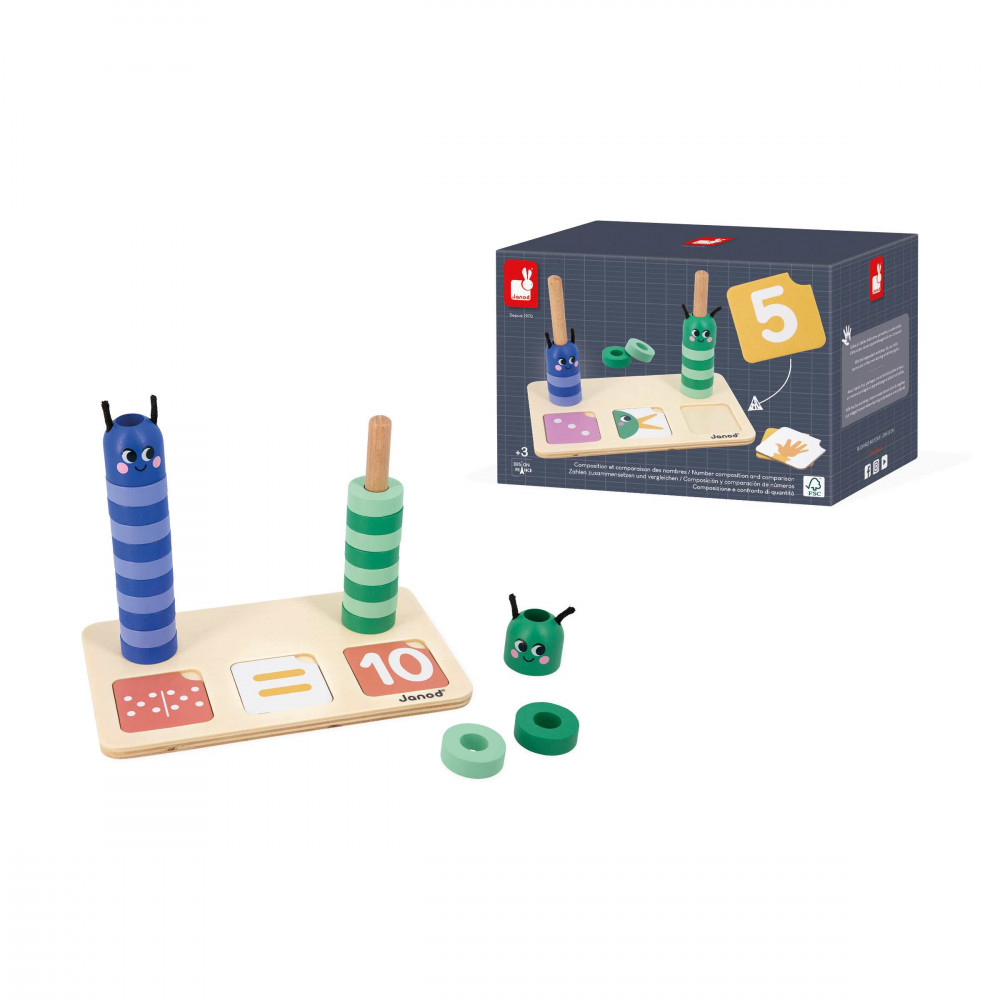 Jeu nombre : Jeu éducatif bois composition nombres, enfant 3 ans - Janod