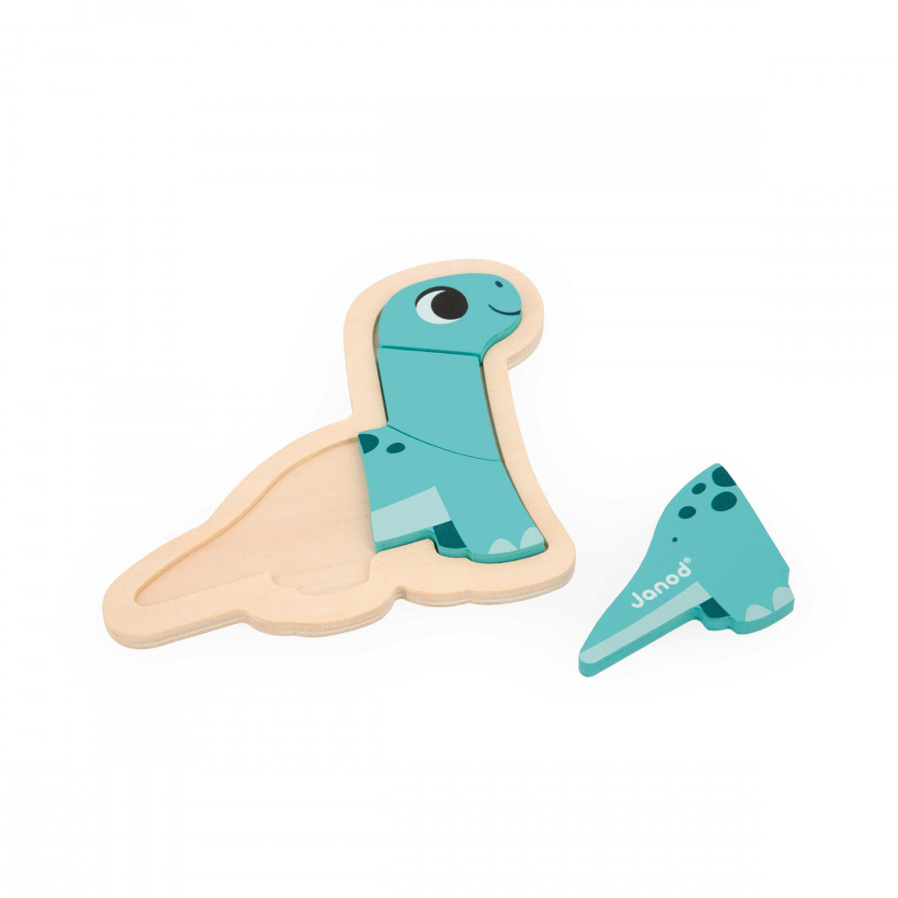 Dino - 4 Progressive Puzzles Dino : Toddler wooden Puzzles Janod - J05824