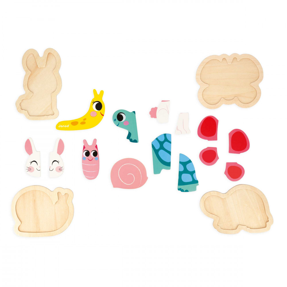 4 Progressive Puzzles - Garden : Toddler wooden puzzles Janod - J07116