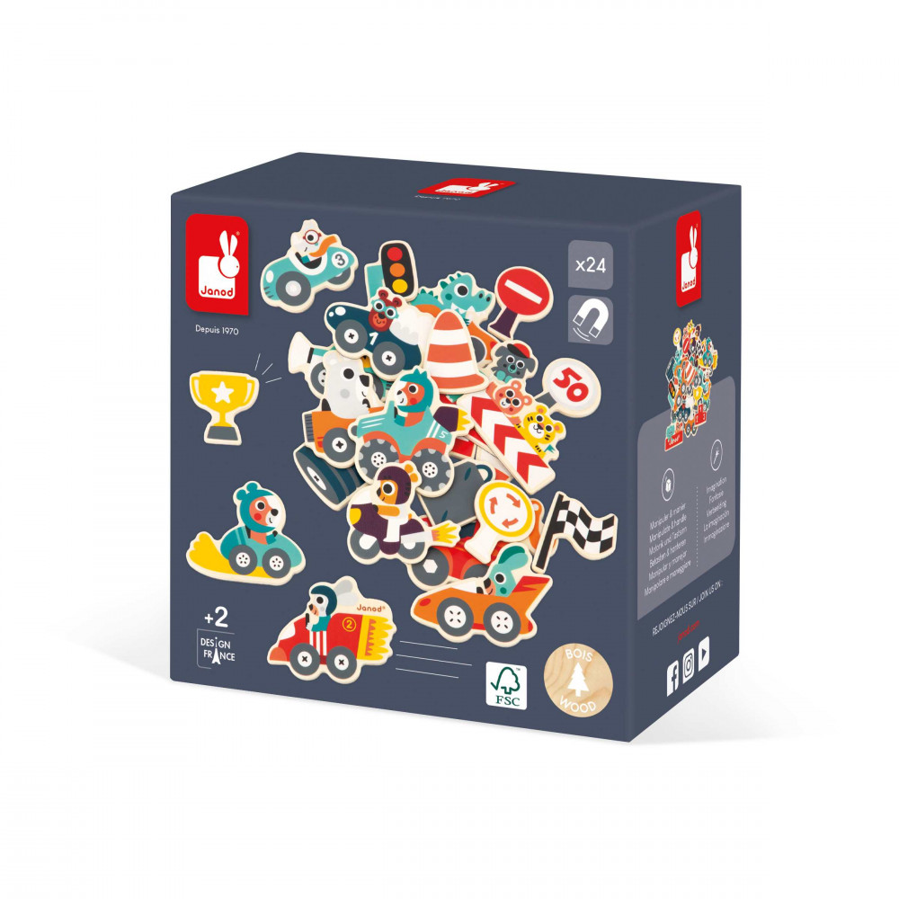 Car Magnets 24 Pcs : Boards & Magnets Janod - J09641