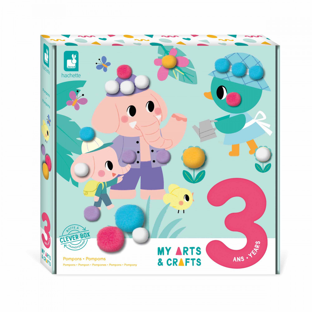 Coffret créatif pompons - Loisir créatif enfant 3 ans - Janod