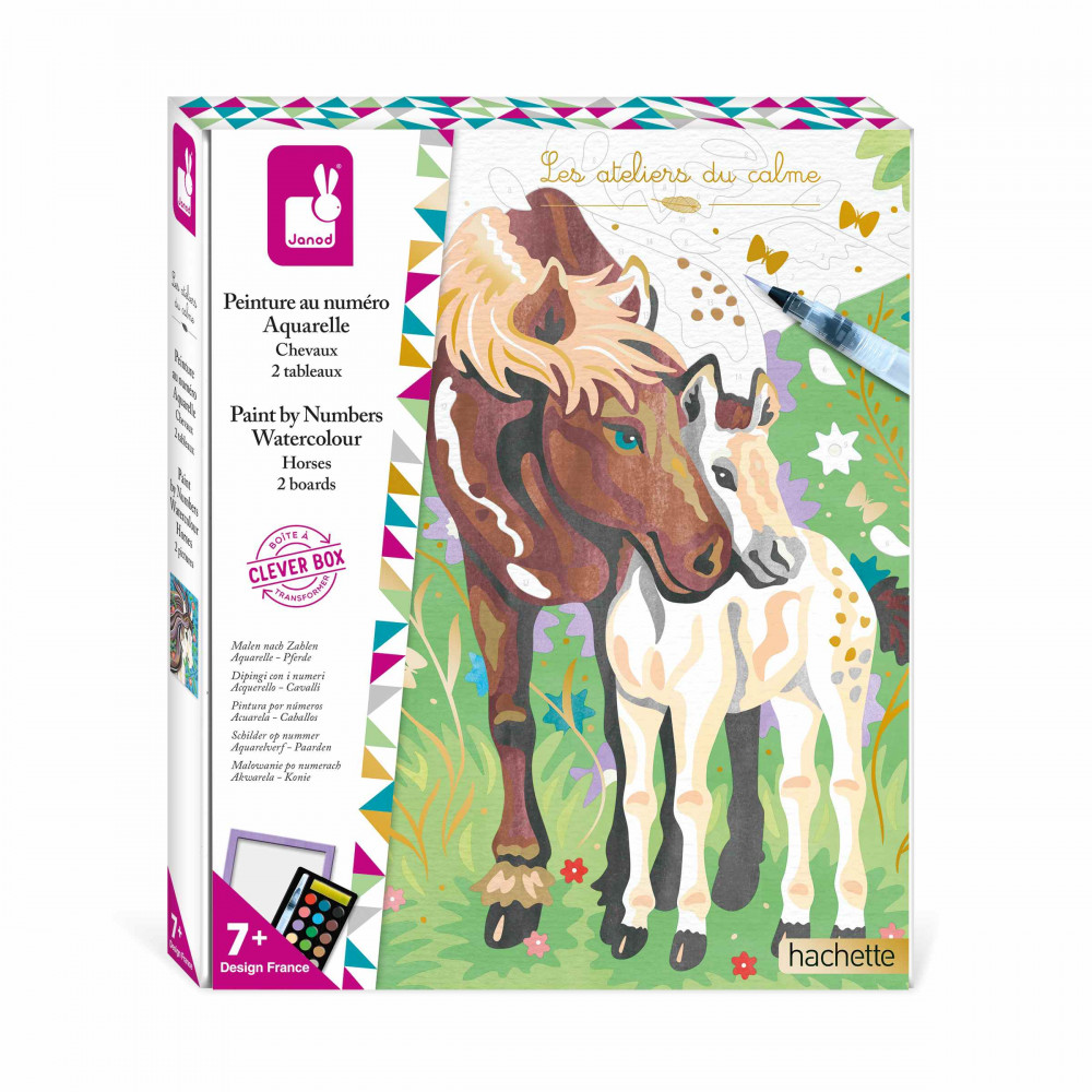 Loisir créatif : Peinture numéro Aquarelle Chevaux - Janod