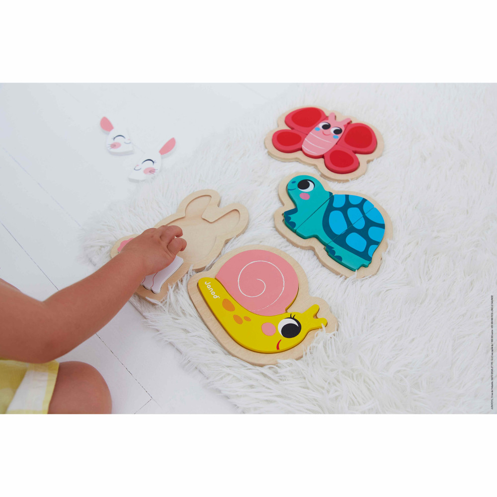 4 Progressive Puzzles - Garden : Toddler wooden puzzles Janod - J07116