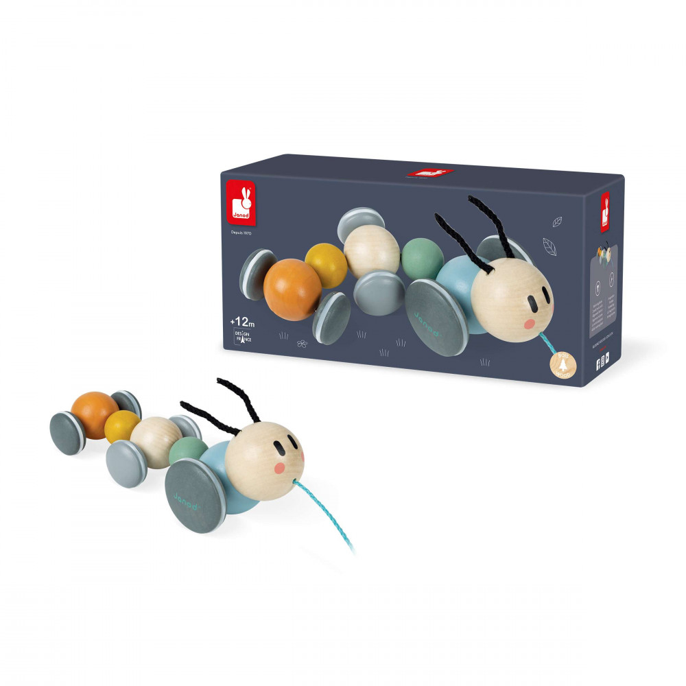 Sweet Cocoon Pull-Along Caterpillar : Push & Pull toys Janod - J04420