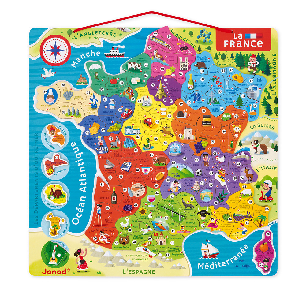 Puzle Magnético Mapa de Francia 93 piezas - Francés (madera) - Solo en ...
