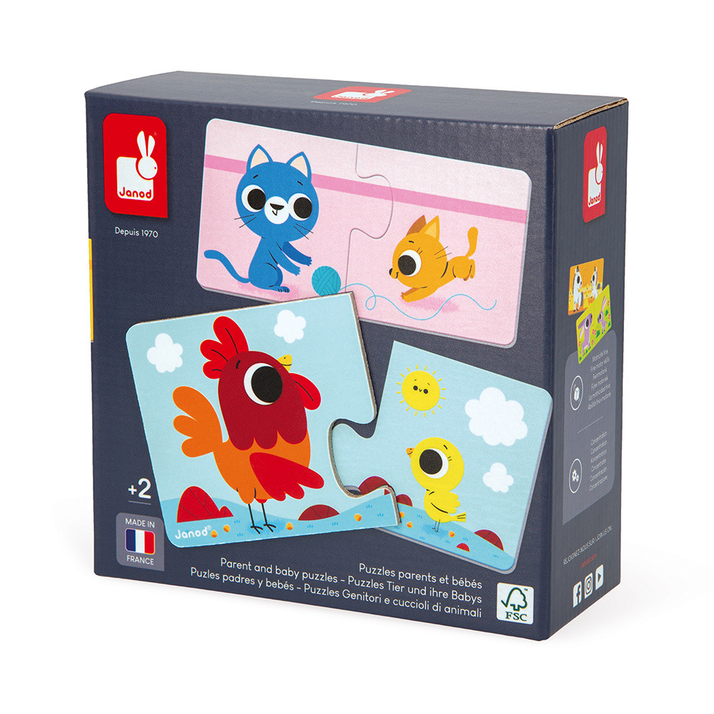 Parents and Baby Animals Puzzles : Memory & matching games Janod - J02637