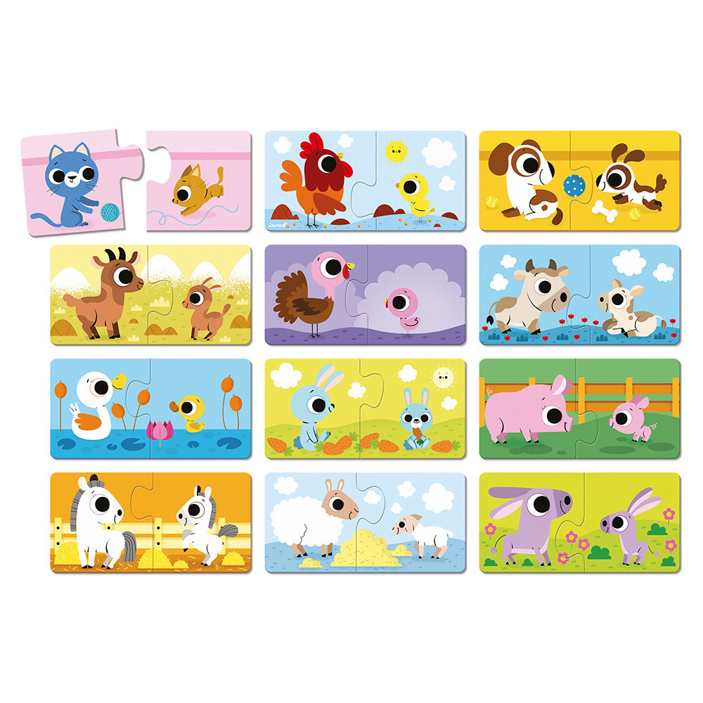 Parents and Baby Animals Puzzles : Memory & matching games Janod - J02637