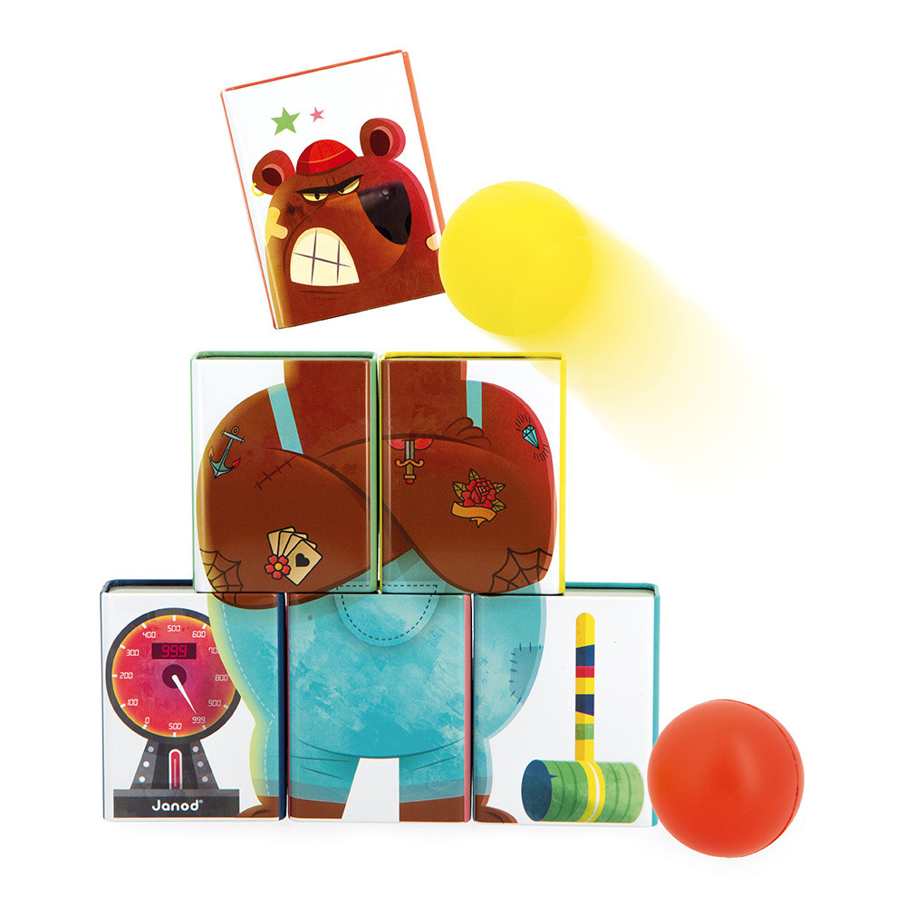 Mr. Bear Tin Can Alley Game : Sports & Outdoor games Janod - J03359