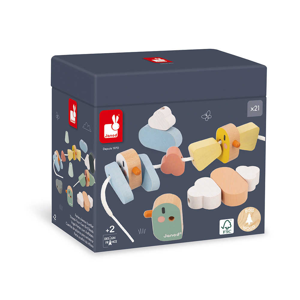 Sweet Cocoon Birds Threading Beads : Manipulation & stackers Janod - J04050