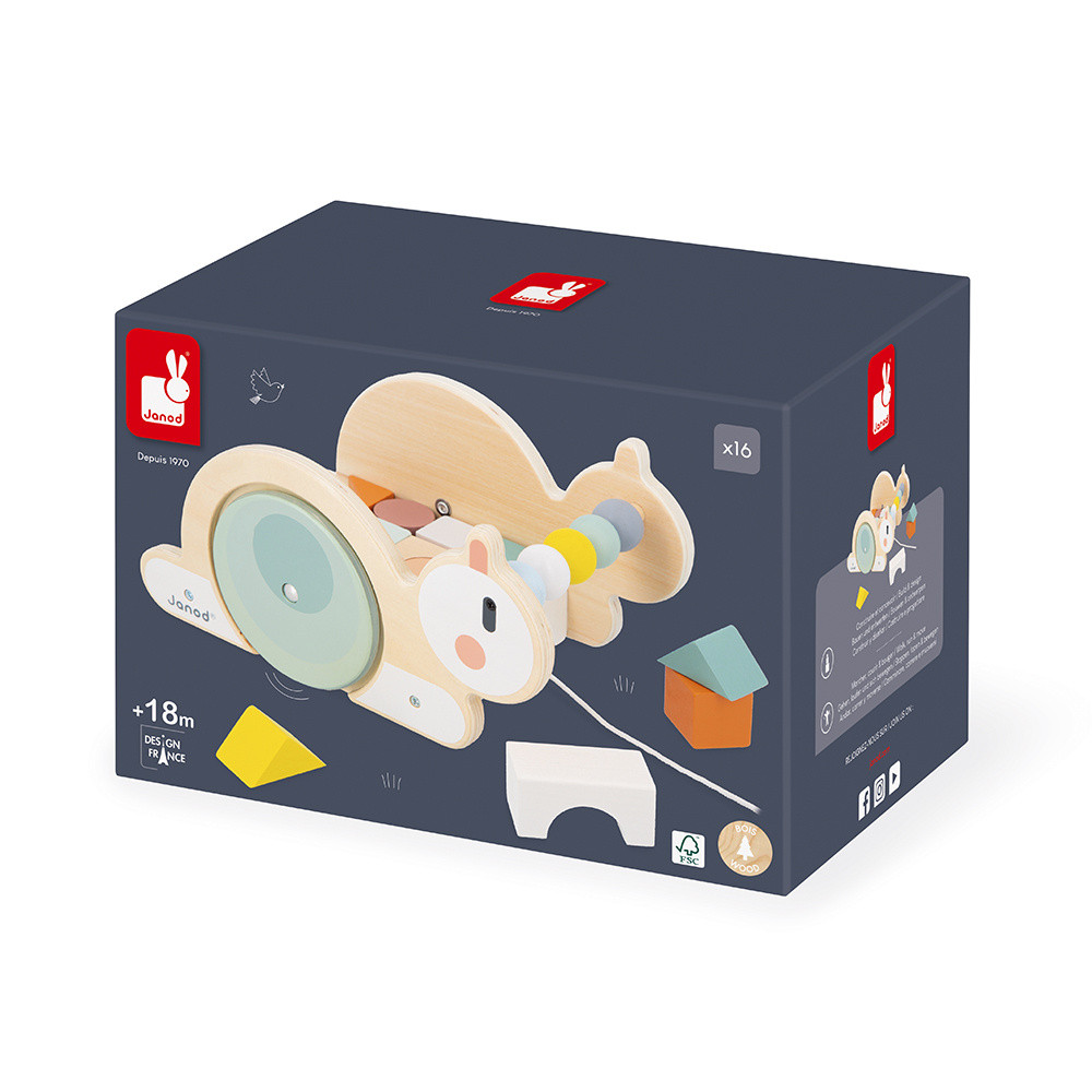 Sweet Cocoon Snail Cube Trolley : Push & Pull toys Janod - J04054
