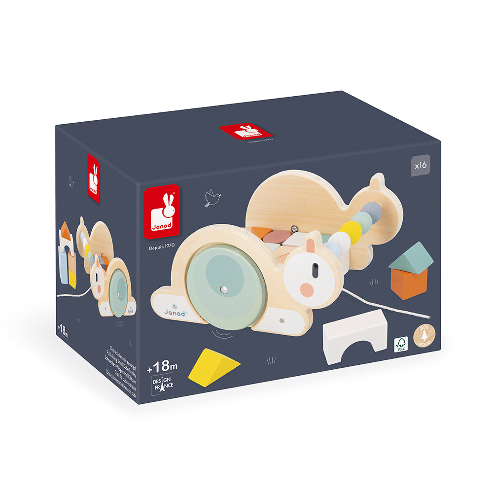 Sweet Cocoon Snail Cube Trolley : Push & Pull toys Janod - J04054