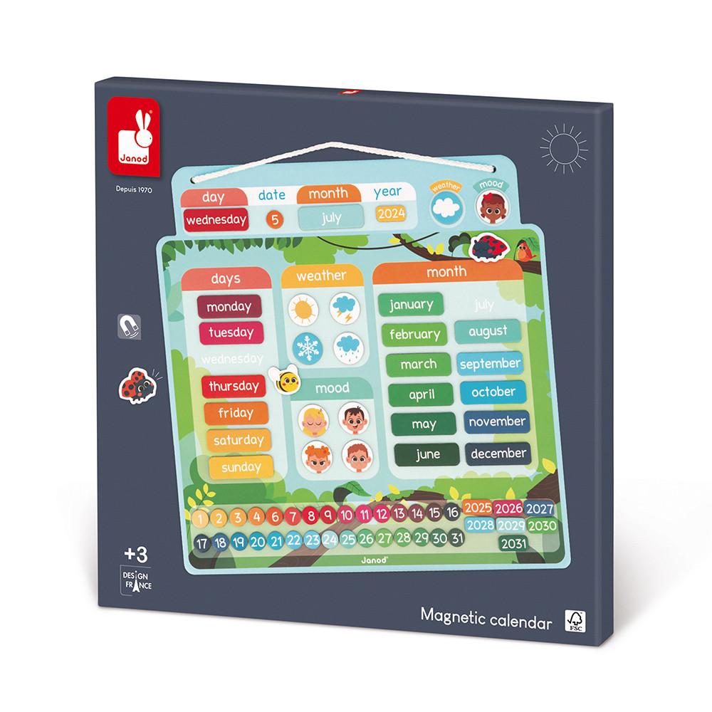 Magnetic Calendar - English : Educational magnetic games Janod - J05459