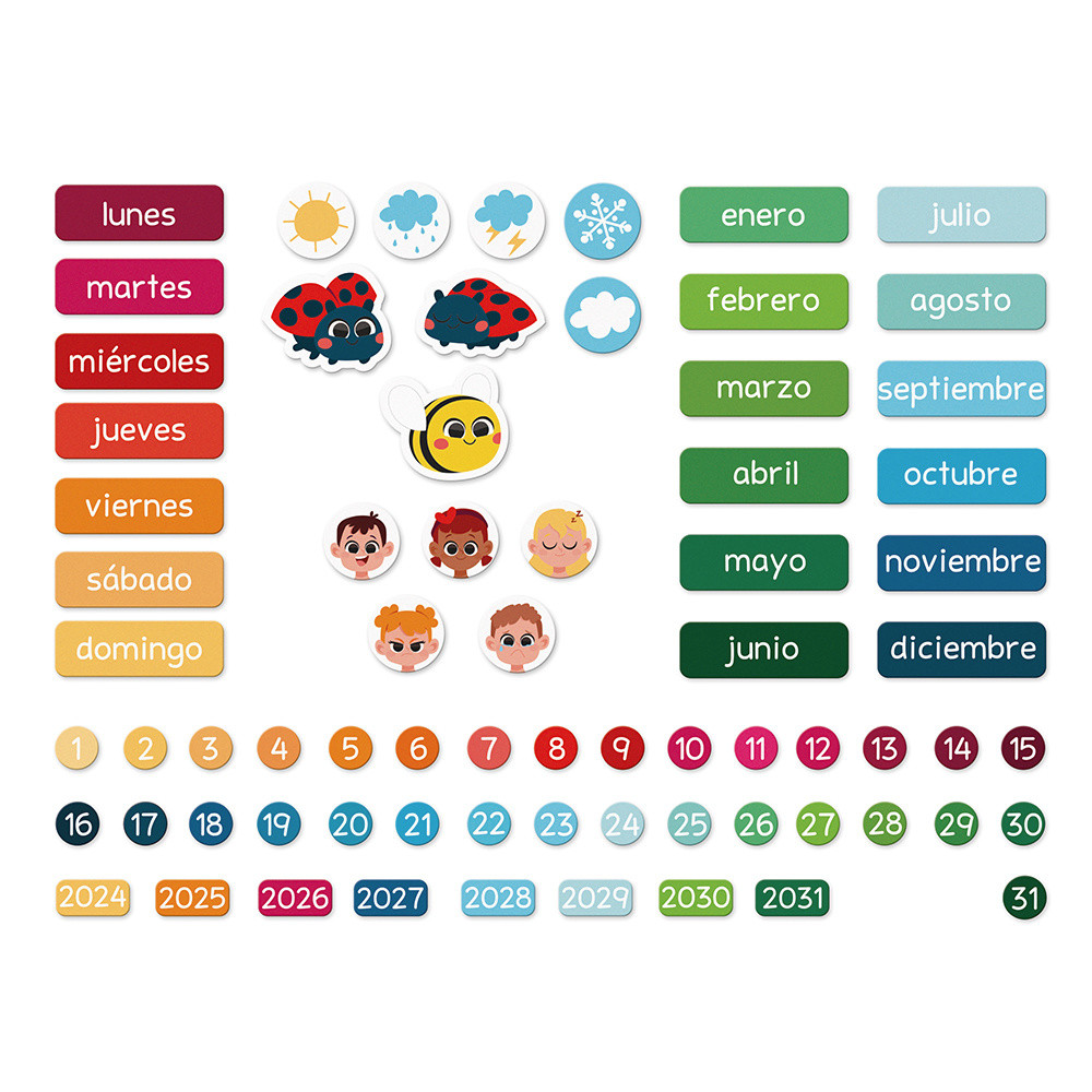 Magnetic Calendar - Spanish : Educational magnetic games Janod - J05460