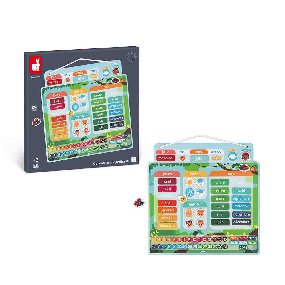 Magnetic Calendar - French : Educational magnetic games Janod - J05466