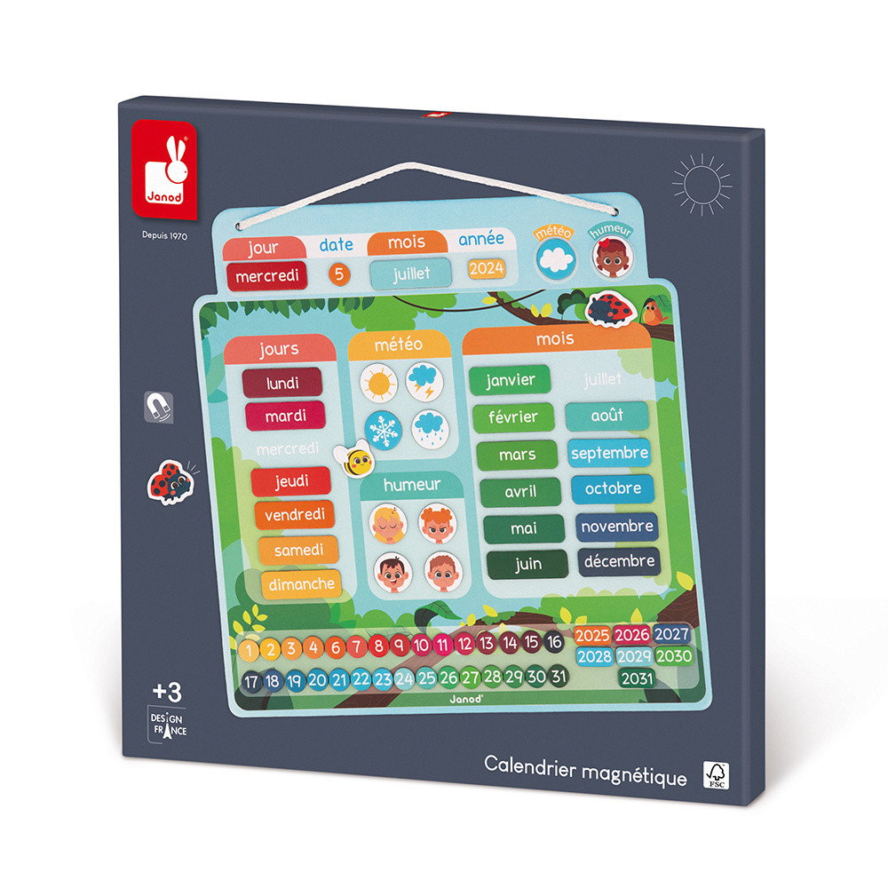 Magnetic Calendar - French : Educational magnetic games Janod - J05466