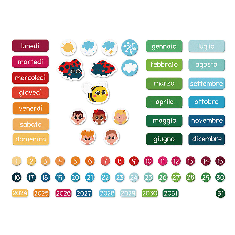 Magnetic Calendar - Italian : Educational magnetic games Janod - J05467