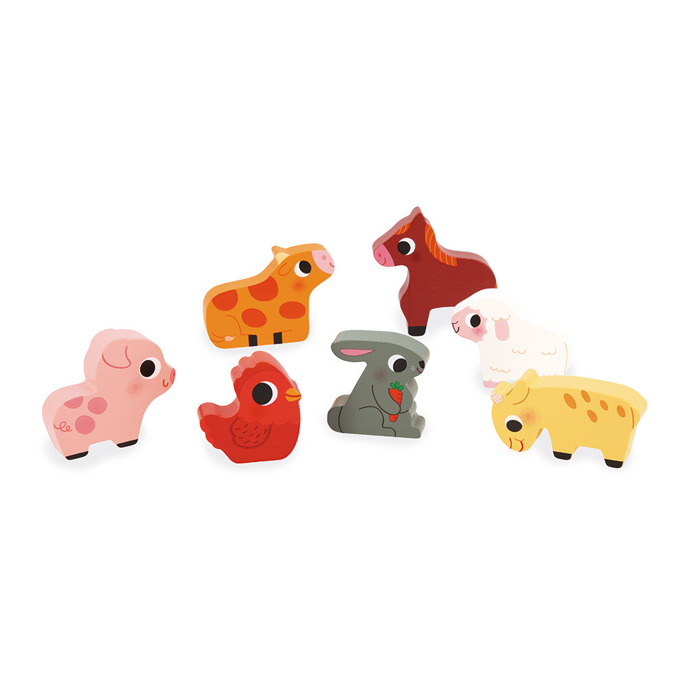 Chunky Farm Puzzle 7 pieces : Toddler wooden puzzles Janod - J07121