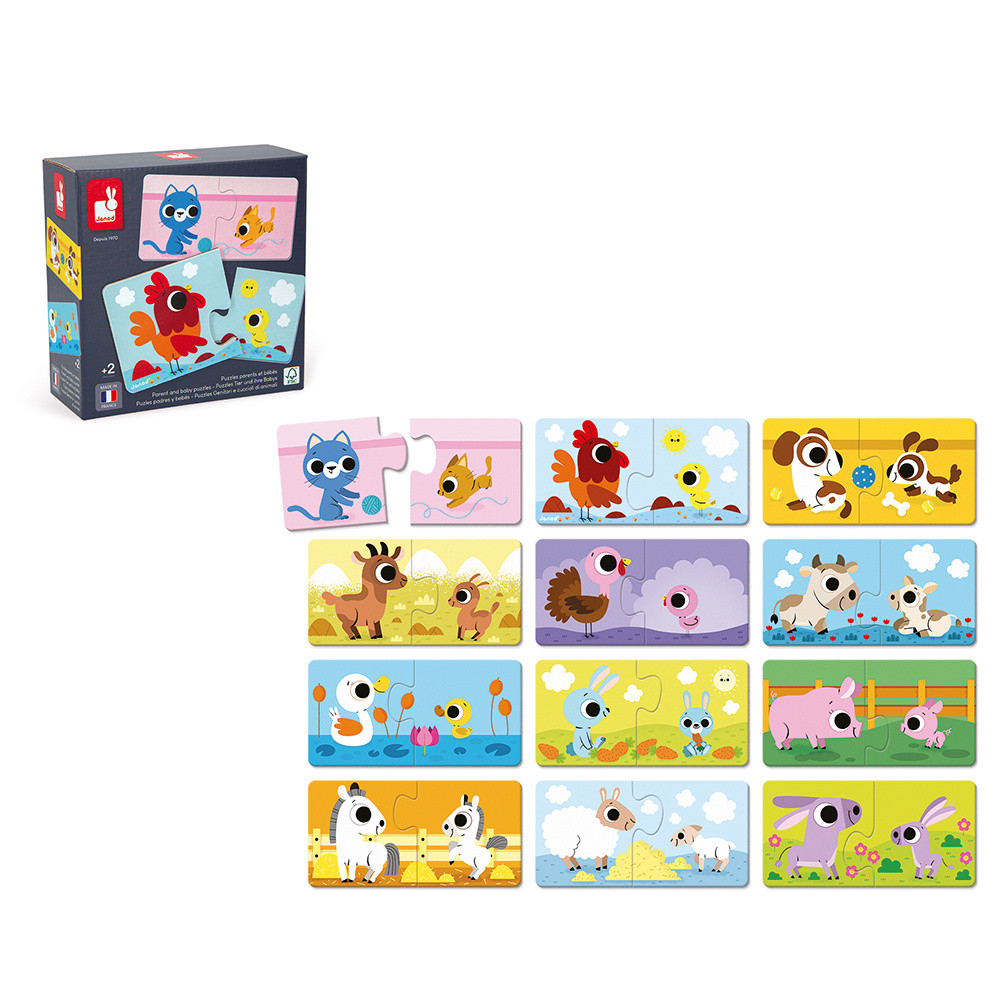 Parents and Baby Animals Puzzles : Memory & matching games Janod - J02637