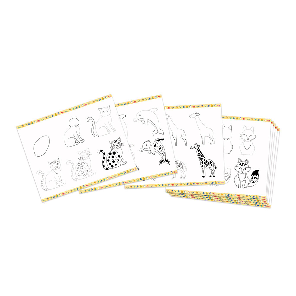 Creative Drawing Box 20 Animal Models : Painting by numbers & Colouring ...