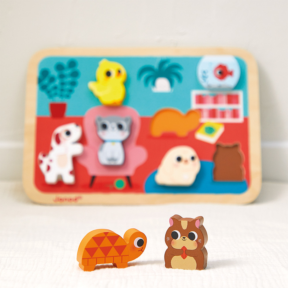 Chunky Puzzle Pets 7 pieces : Toddler wooden puzzles Janod - J07122