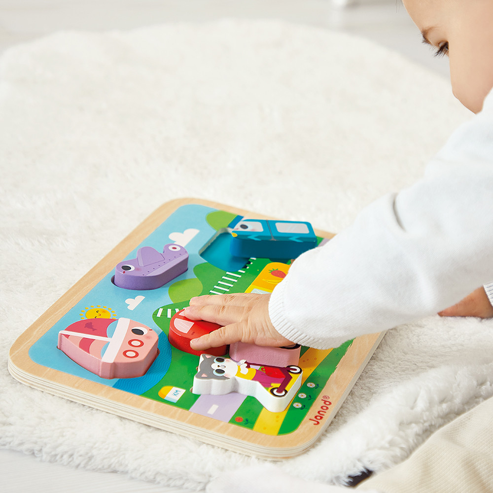 Chunky Puzzle Vehicles 7 pieces : Toddler wooden puzzles Janod - J07124