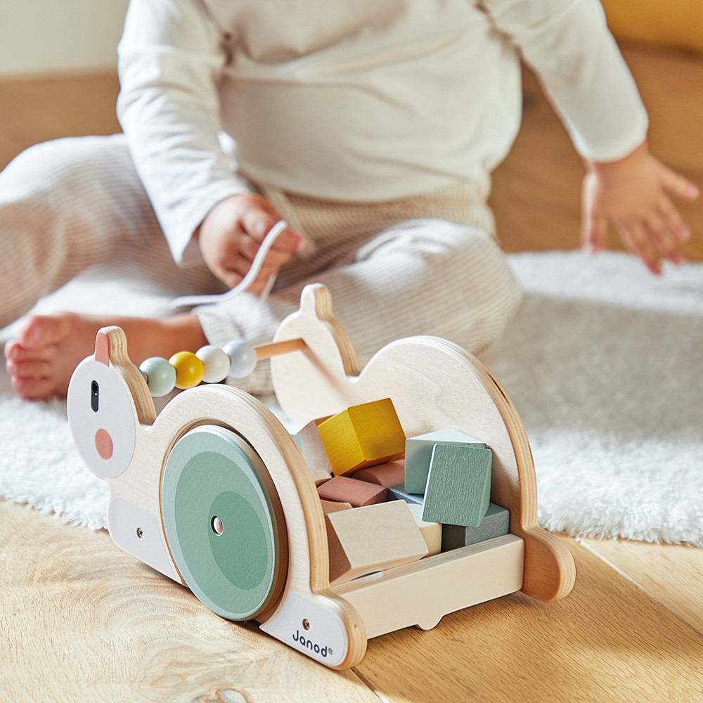 Sweet Cocoon Snail Cube Trolley : Push & Pull toys Janod - J04054