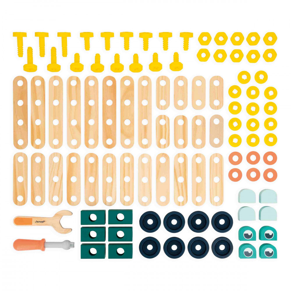 Brico'Kids barrel 100 pieces (wood) : Workbenches & tool kits Janod ...