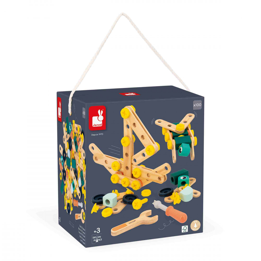 Brico'Kids barrel 100 pieces (wood) : Workbenches & tool kits Janod ...