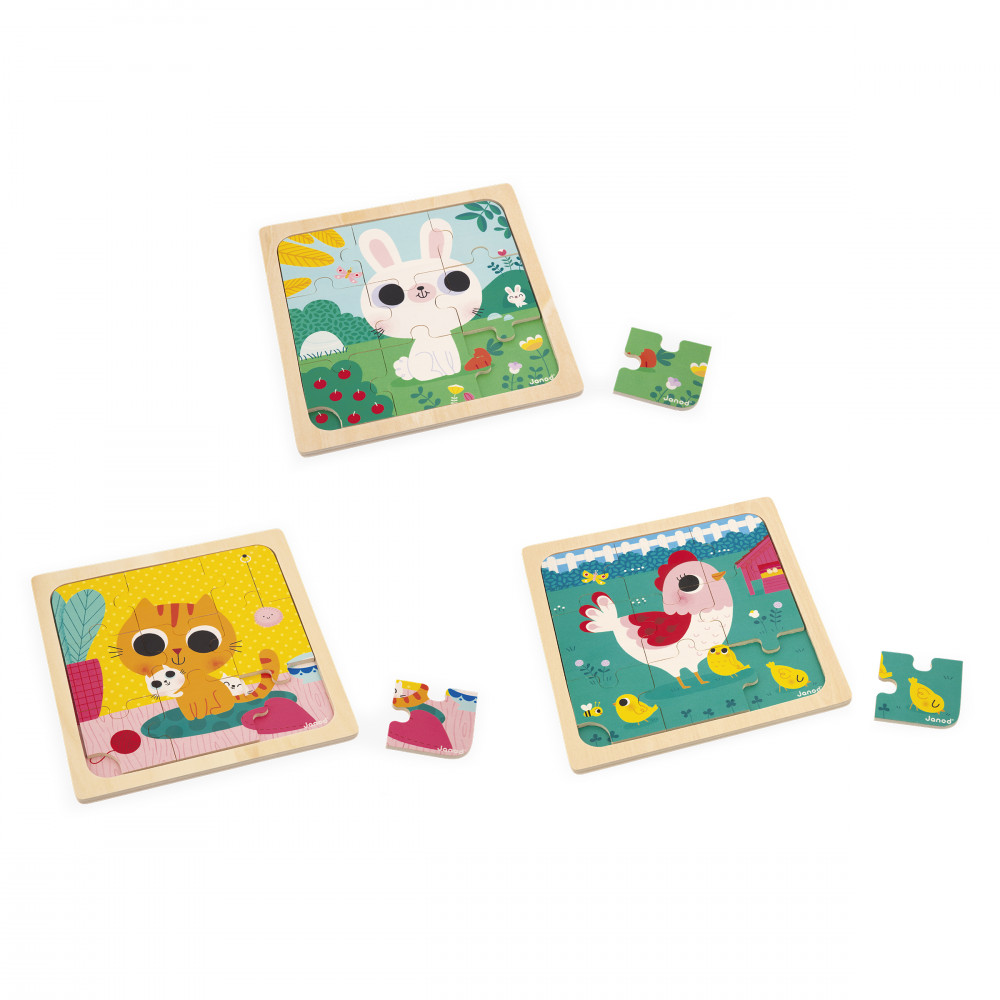 Trio Puzzle : Toddler wooden puzzles Janod - J07113