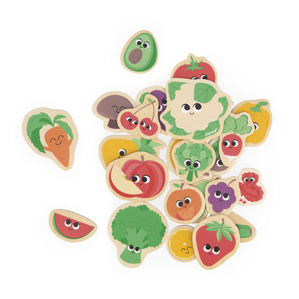 Fruit and vegetable magnets 24 pieces : Boards & Magnets Janod - J09648