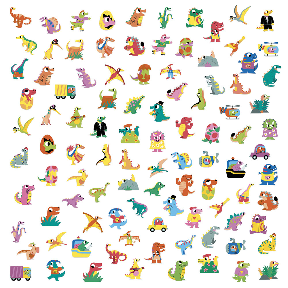 Dinosaur stickers x100 : Mosaic & Stickers Janod - J09189