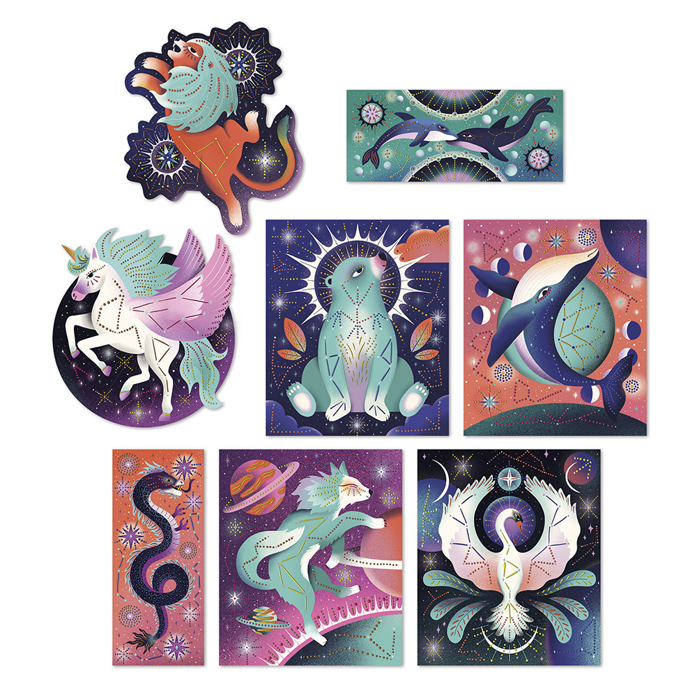 Creative Kit - Pointillism 3D Painting Cosmic Animals : Painting by numbers & Colouring Janod ...