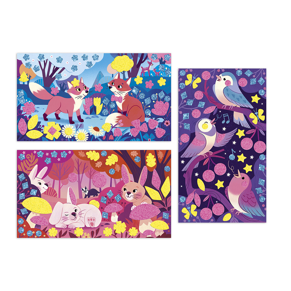 Kit Créatif - Fluorescent Sand Foam Stickers Forest Friends : Glitter ...