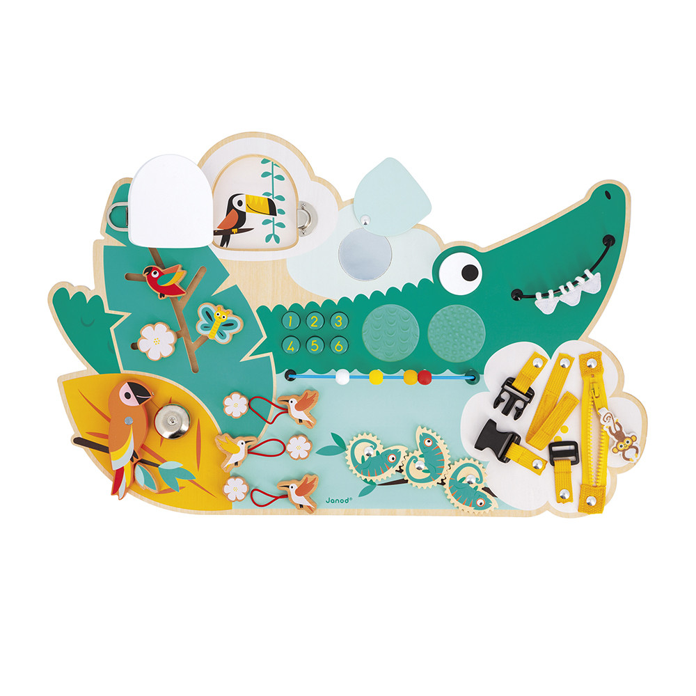 Tropik wooden crocodile busy-board : Abacus, loopings & activity panels ...