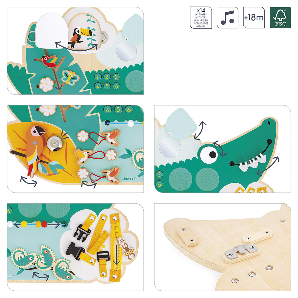 Busy-board cocodrilo Tropik : Ábaco, loopings y paneles de actividades ...
