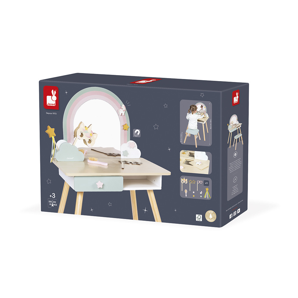 Unicorn wooden dressing table and accessories : Cosmetics Janod - J06464