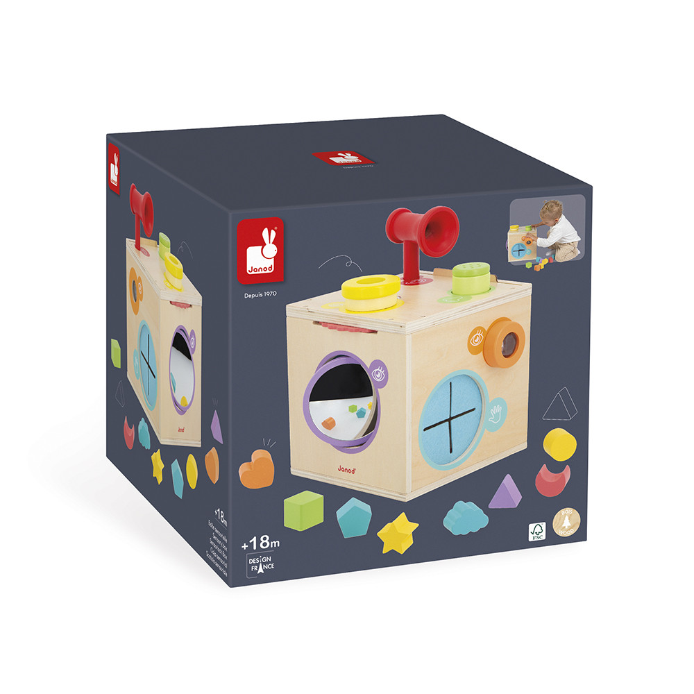 Jeu Sensoriel - Boîte Sensorielle : Cubes & Pyramides Janod - J05307