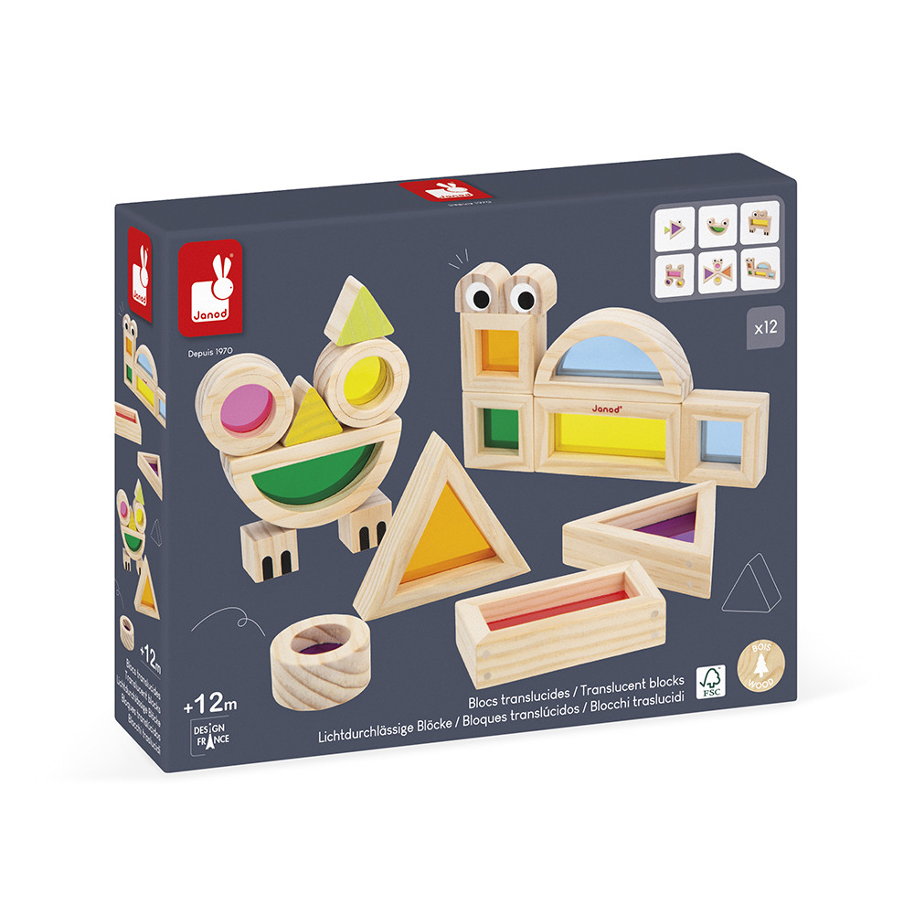 Sensory game - Translucent blocks : Construction Games Janod - J05306