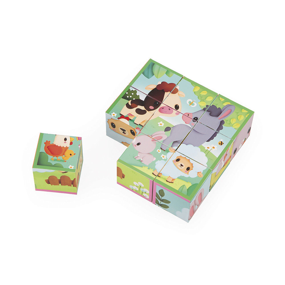 9 Cubi di animali della fattoria : Cubi e piramidi Janod - J03329 ...