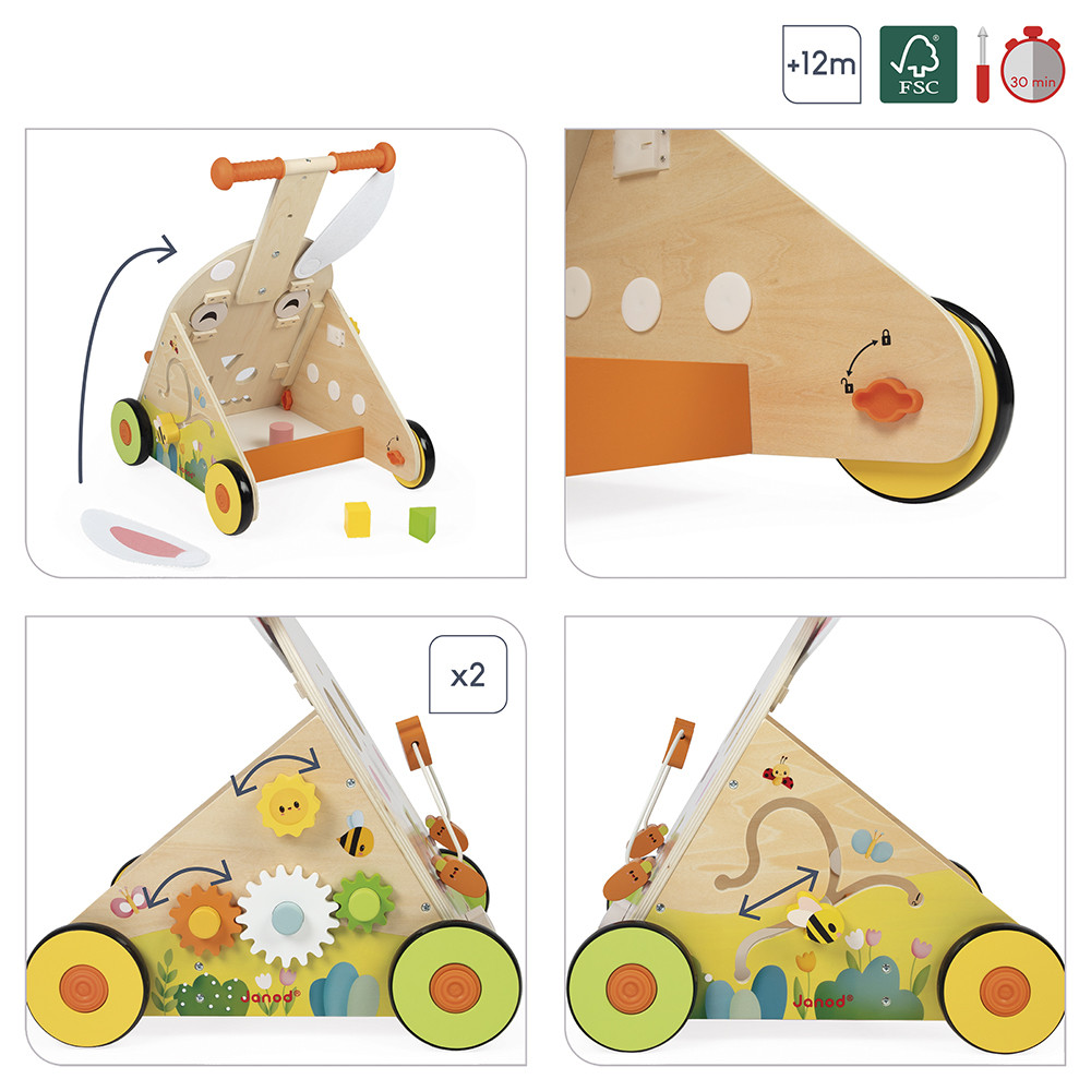 Wooden Rabbit Multi-Activity Cart : Rockers, Ride-ons & Walkers Janod ...
