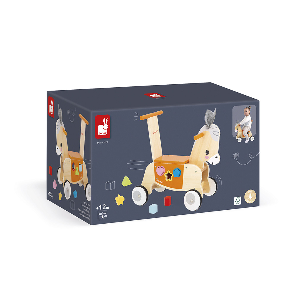 Porteur Âne en bois : Jouets à bascule, Porteurs & Chariots Janod - J03325