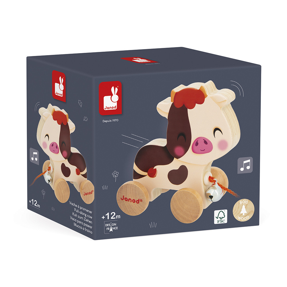 Walking cow Farm : Push & Pull toys Janod - J03324
