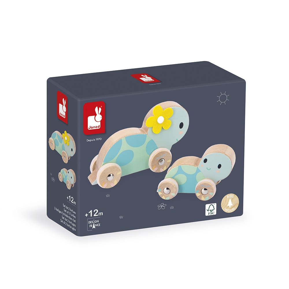 Set of 2 Pure Pushing Turtles : Push & Pull toys Janod - J05148