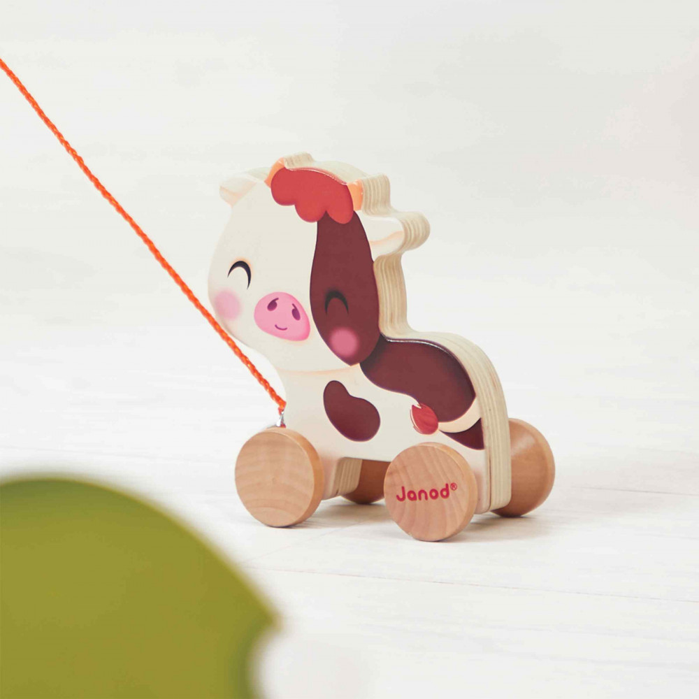 Walking cow Farm : Push & Pull toys Janod - J03324