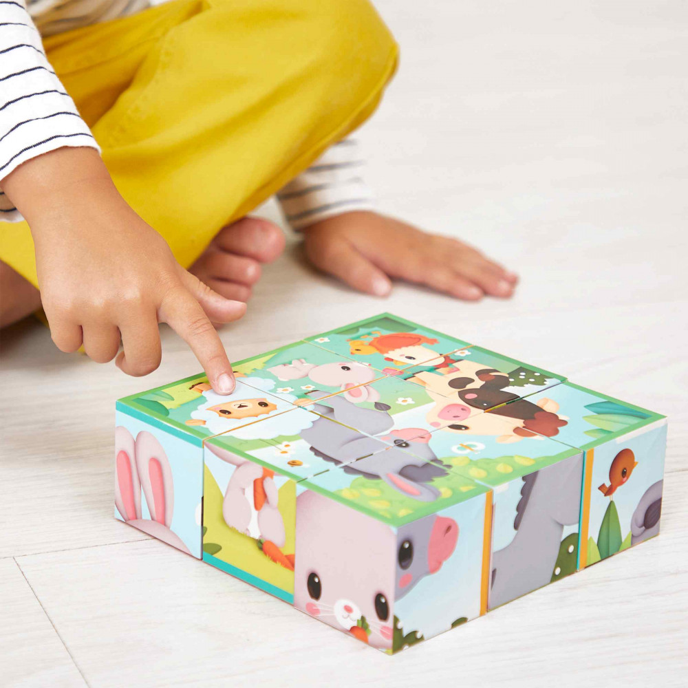 9 Farm Animal Cubes : Blocks & Pyramids Janod - J03329