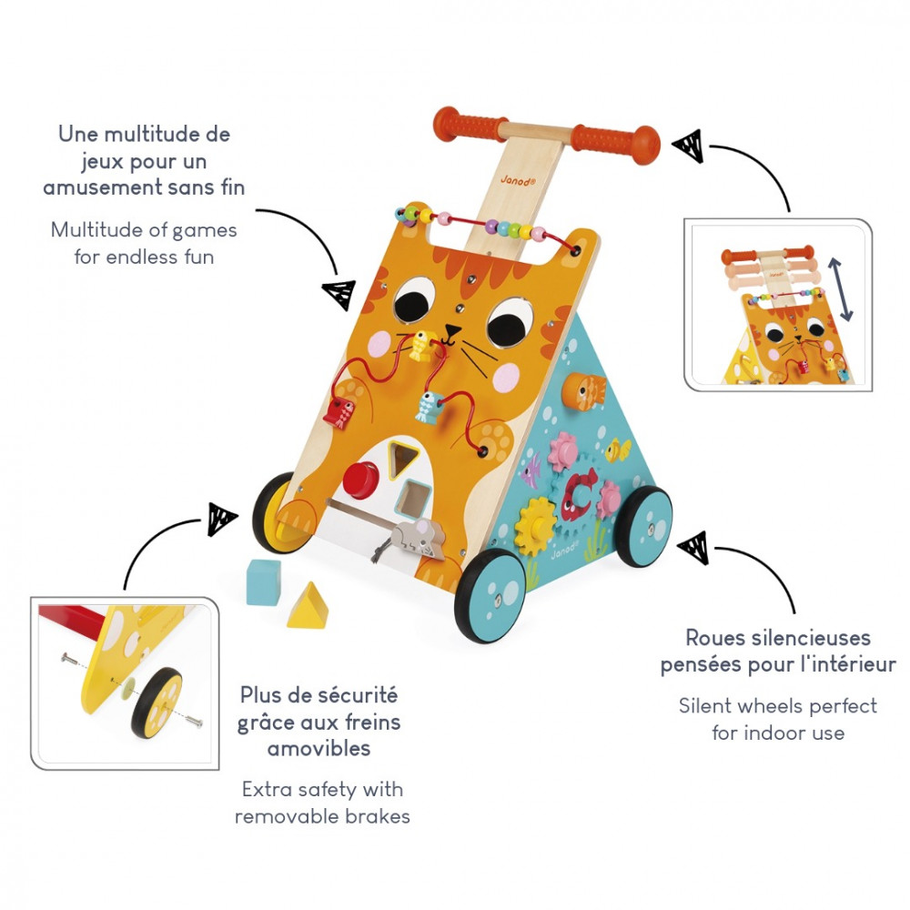 Chariot Multi-Activités Chat (bois) : Jouets à bascule, Porteurs ...