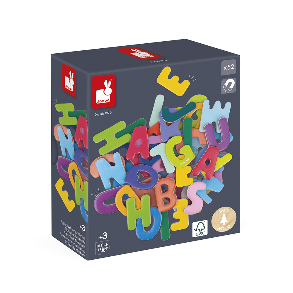 52 magnetic letters (wood) : Boards & Magnets Janod - J09627